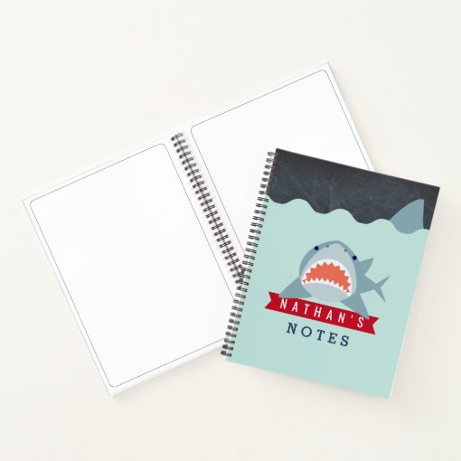 Shark Boy Navy Blue Under the Water Notebook | Zazzle