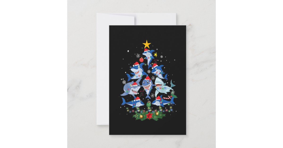 Shark Christmas Tree Funny Shark Lover Christmas P Thank You Card | Zazzle