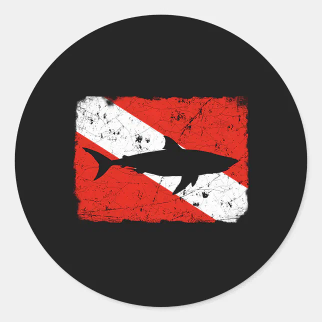 Shark Dive Flag Distressed Divers Classic Round Sticker | Zazzle