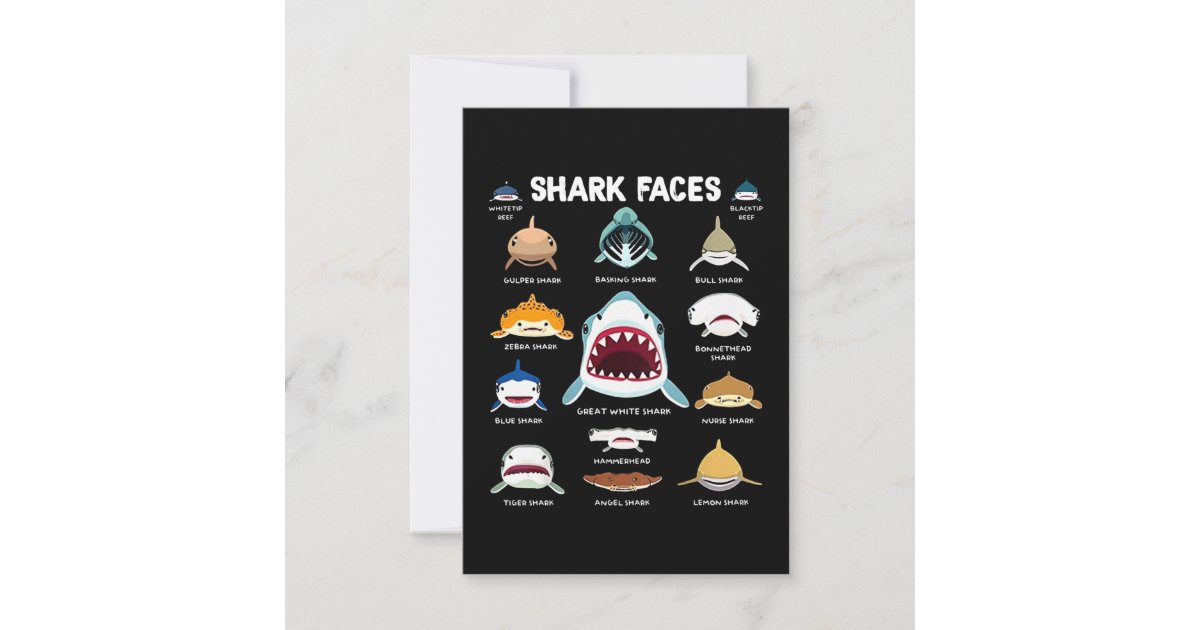 Shark Faces Sharkaholic Card | Zazzle