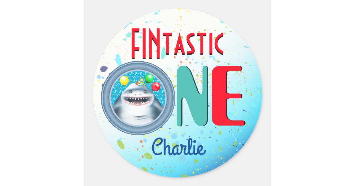 Shark Fintastic First Birthday Classic Round Sticker | Zazzle