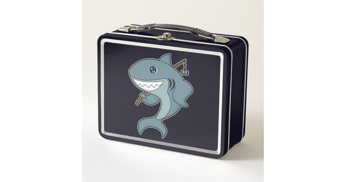 Shark Fishing Fisher Finshing rod Metal Lunch Box | Zazzle