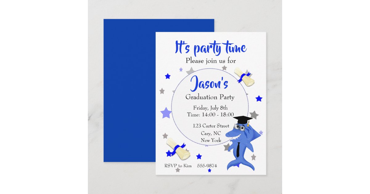 Shark graduation party invitation | Zazzle