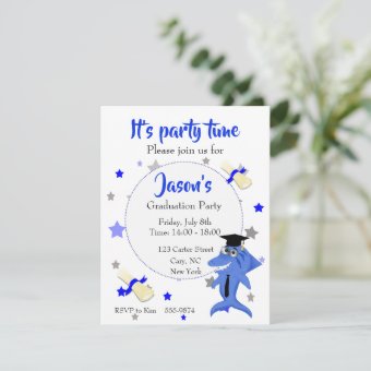 Shark graduation party invitation | Zazzle