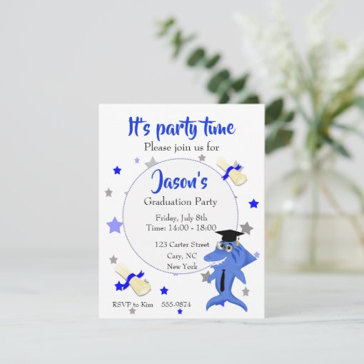 Shark graduation party invitation | Zazzle
