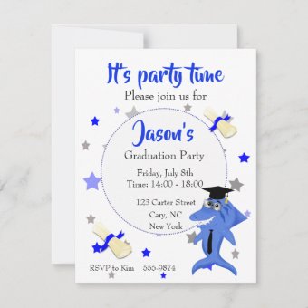 Shark graduation party invitation | Zazzle