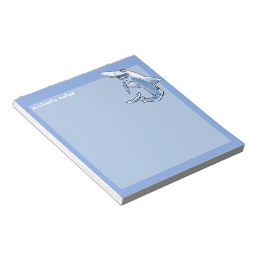 shark holds pencil funny cartoon customizable notepad | Zazzle