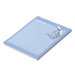 shark holds pencil funny cartoon customizable notepad | Zazzle