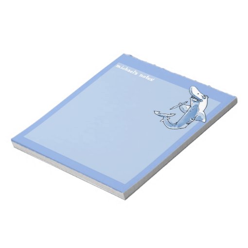 shark holds pencil funny cartoon customizable notepad | Zazzle