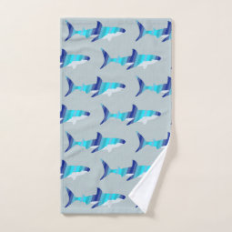 Shark in Shades of Blue Bath Towel Set | Zazzle