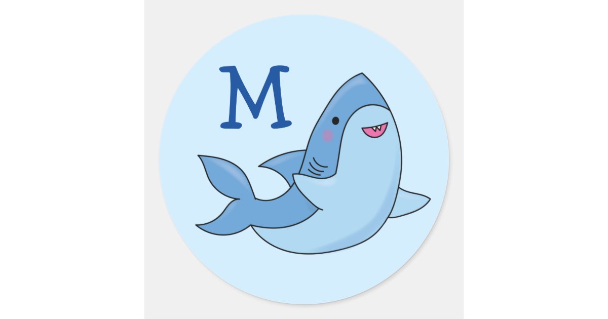 Shark Kid Cute Kawaii Name Envelope Seal Sticker | Zazzle