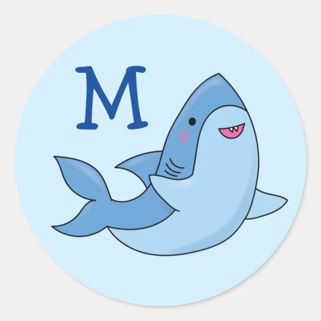 Shark Kid Cute Kawaii Name Envelope Seal Sticker | Zazzle