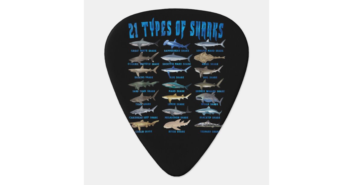 Shark Lovers 21 Types Of Sharks Ocean Animal Guitar Pick | Zazzle