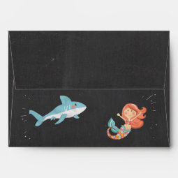 Shark or Mermaid Birthday Envelope Pool Party | Zazzle