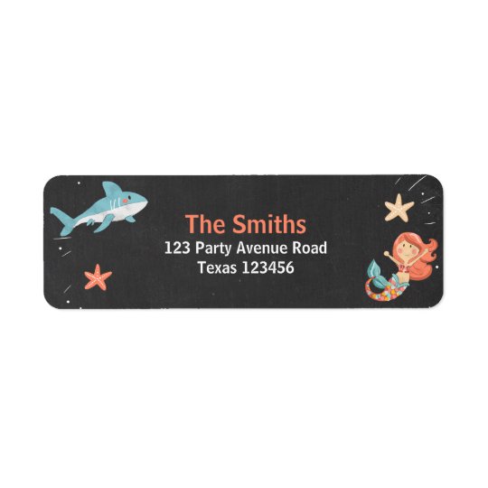 Shark or Mermaid Return Address Labels Pool Party | Zazzle.com