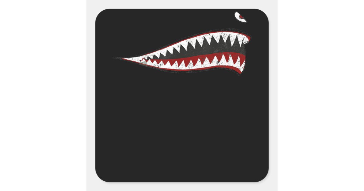 Shark P-40 Warhawk Nose Art Wwii Ww2 Airplane Square Sticker | Zazzle