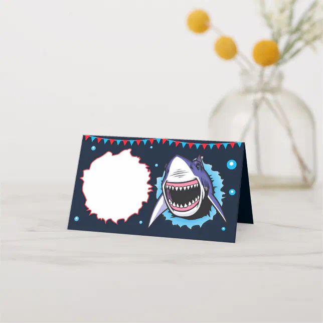 Shark party food labels Shark Place cards | Zazzle