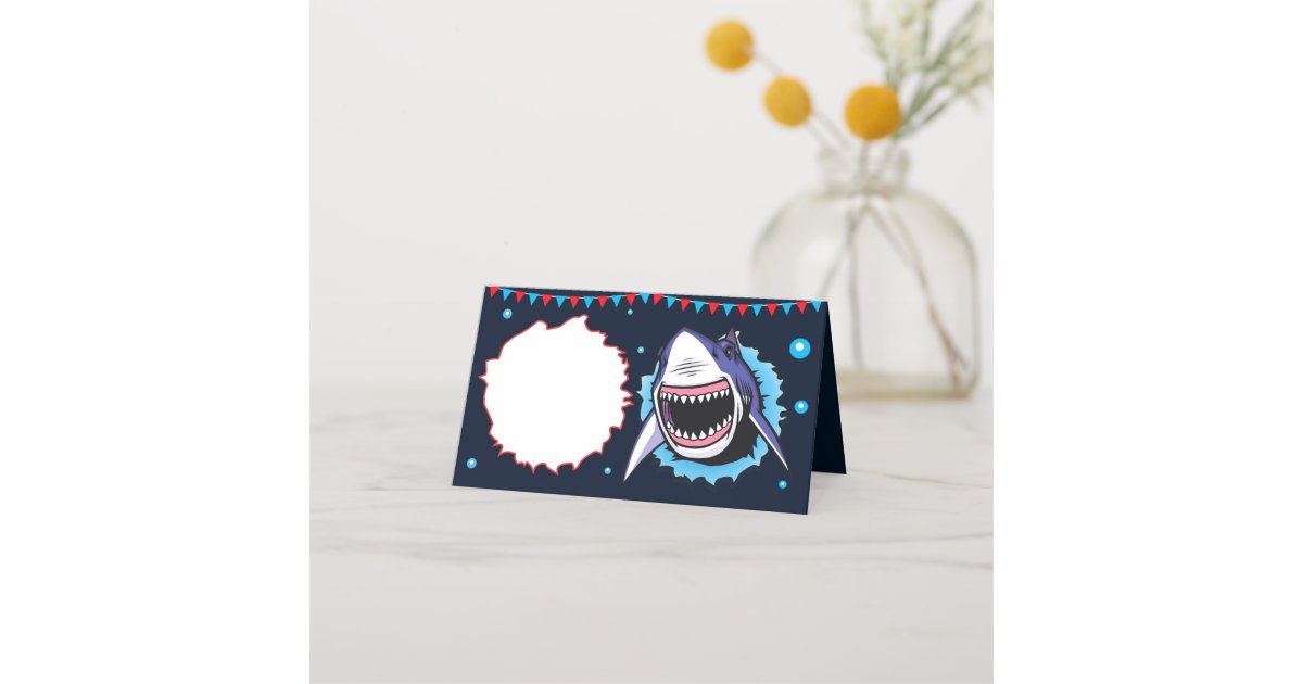 Shark party food labels Shark Place cards | Zazzle