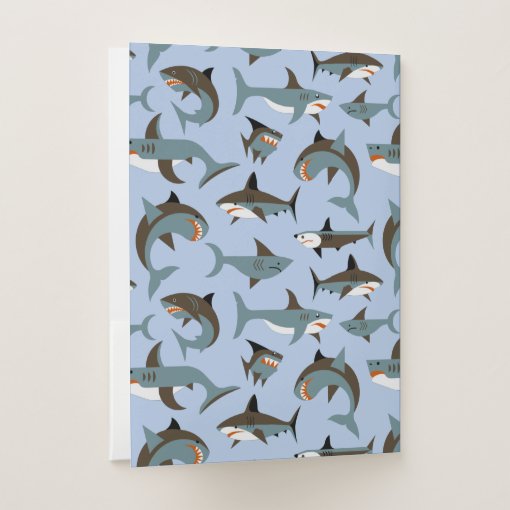 Shark Pattern Blue Name School Pocket Folder | Zazzle