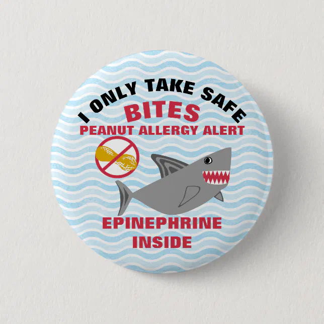 Shark Peanut Allergy Alert Personalized Pinback Button | Zazzle