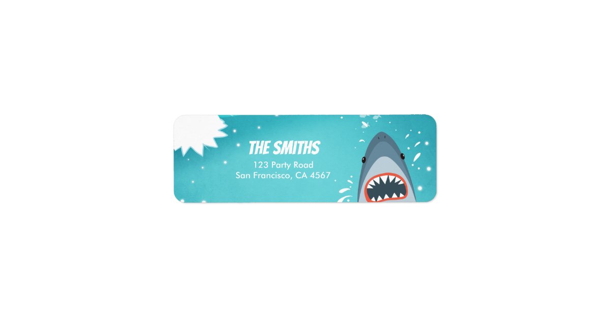 Shark Pool party Address Labels Ocean Splish Boy | Zazzle