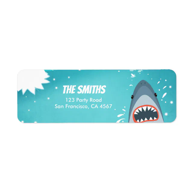 Shark Pool party Address Labels Ocean Splish Boy | Zazzle