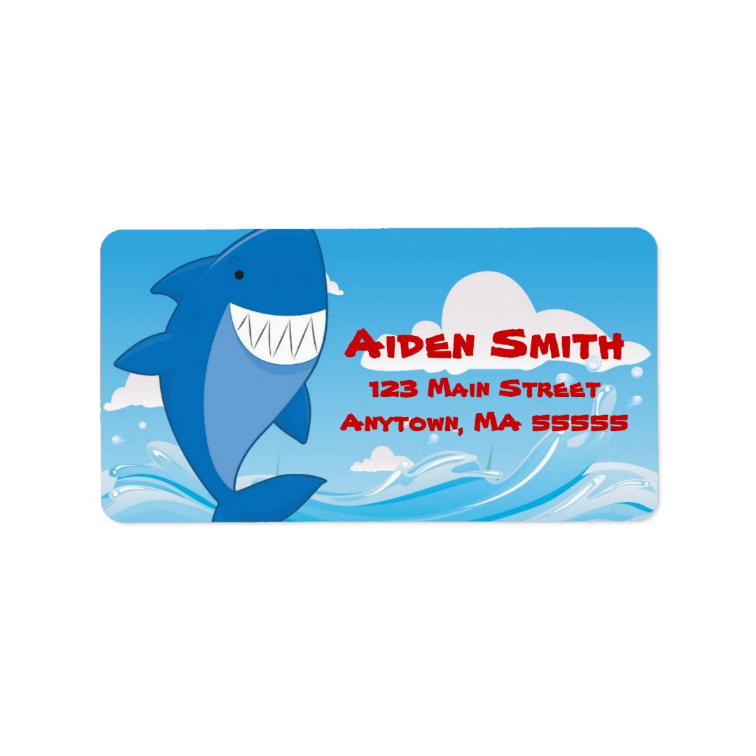 Shark Pool Swimming Birthday Party Address Labels | Zazzle