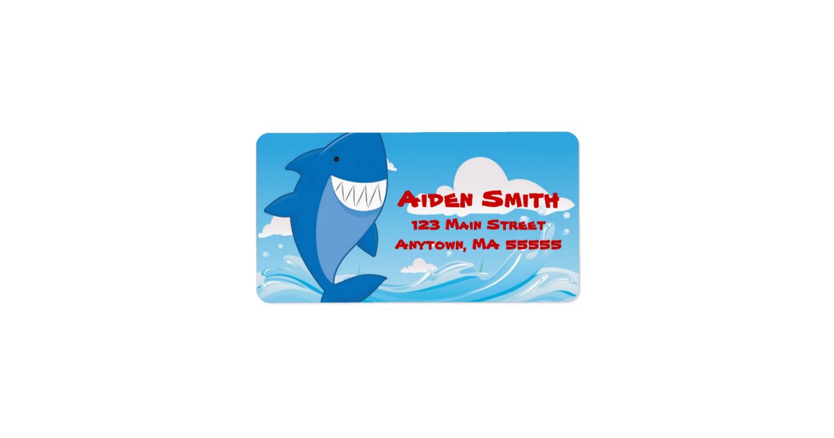 Shark Pool Swimming Birthday Party Address Labels | Zazzle