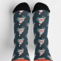 Shark Santa Claus Navy Blue Christmas Holiday Socks | Zazzle