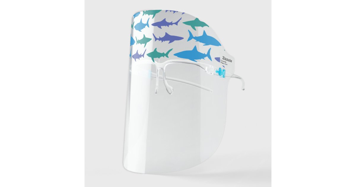 Shark Silhouettes Blue Face Shield | Zazzle