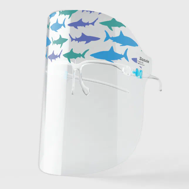 Shark Silhouettes Blue Face Shield | Zazzle