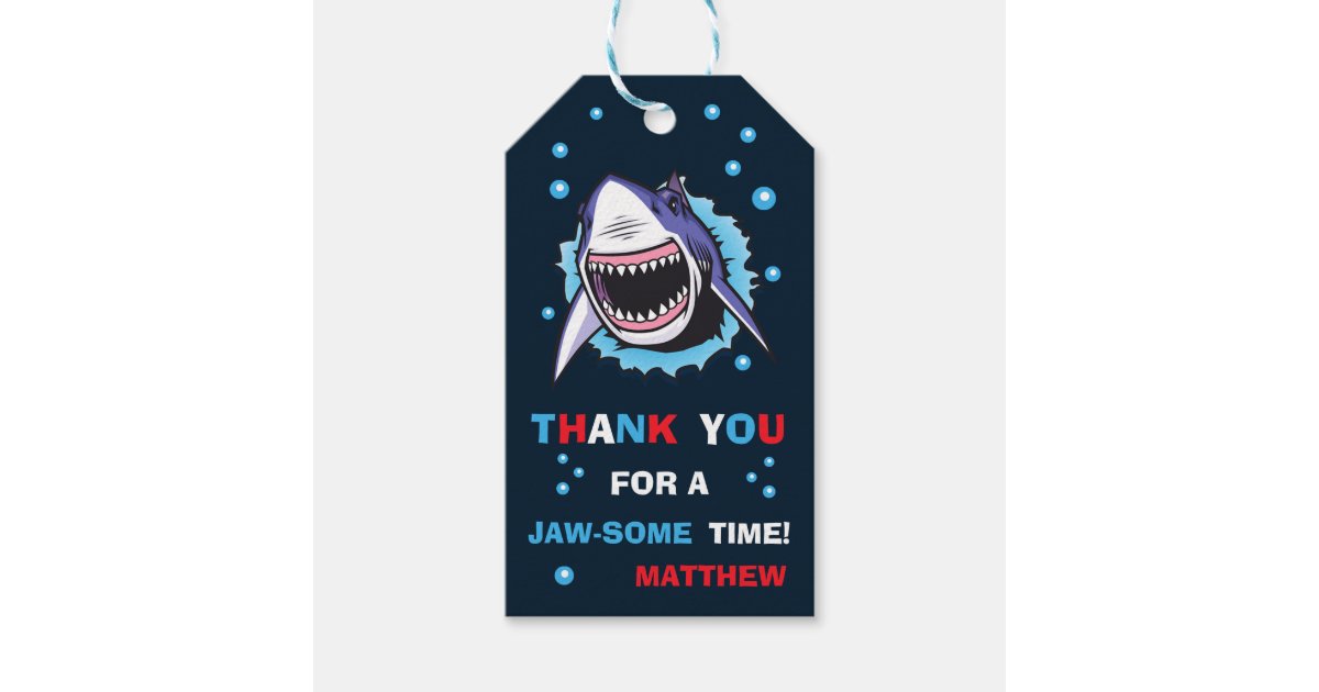 Shark thank you tags Shark favor tags Party favors | Zazzle