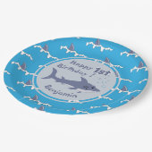 Shark Theme Personalized 1st Birthday Paper Plates | Zazzle