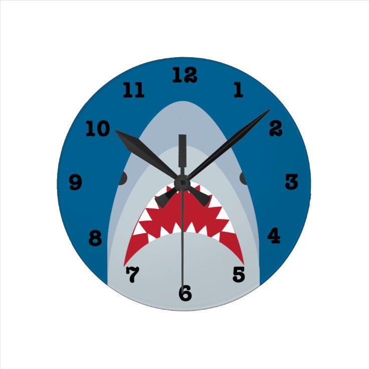 Shark Wall Clock (with numbers) | Zazzle
