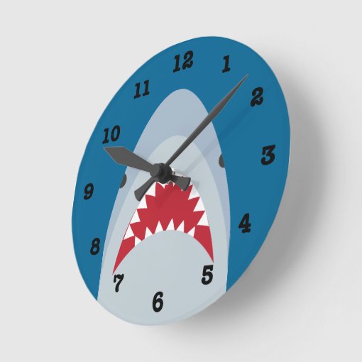 Shark Wall Clock (with numbers) | Zazzle