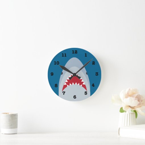 Shark Wall Clock (with numbers) | Zazzle