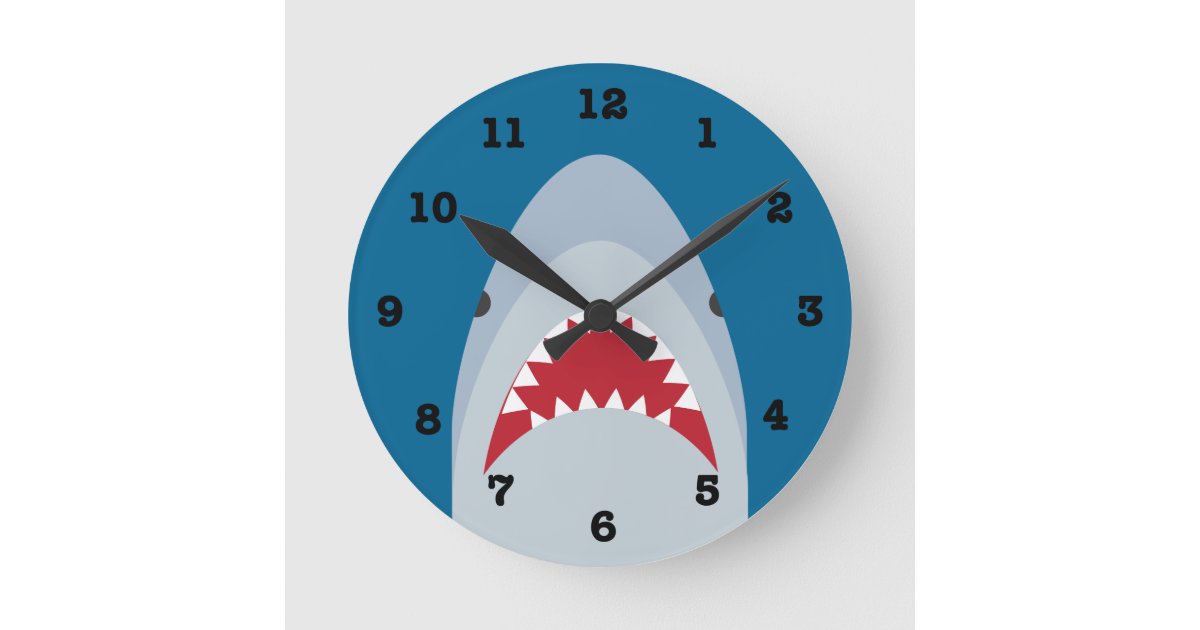 Shark Wall Clock (with numbers) | Zazzle