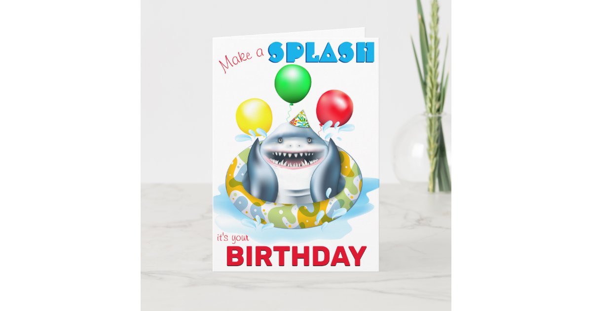 Shark Whimsical Kids Birthday Card | Zazzle
