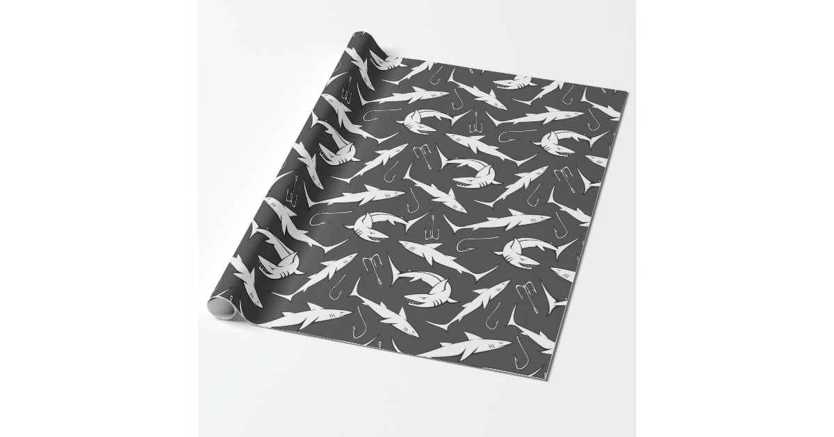 Sharks and Hooks Pattern Wrapping Paper | Zazzle