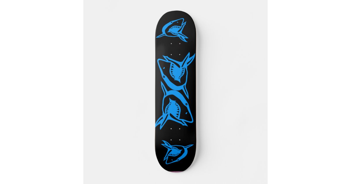 sharks blue AND BLACK skateboard deck | Zazzle