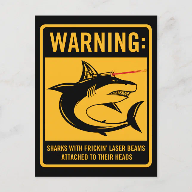 sharks with frickin laser beams attached postcard | Zazzle