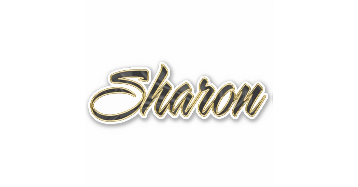 Sharon black gold lettering sticker | Zazzle