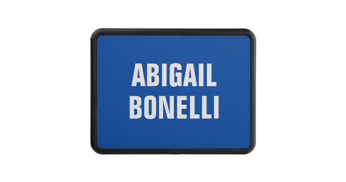 Sharp bold custom excellent minimalist name blue hitch cover | Zazzle