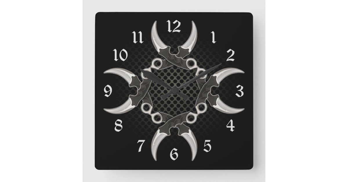 Sharp Edges Curved Blades Square Wall Clock | Zazzle