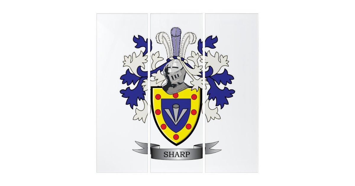 Sharp Family Crest Coat of Arms Triptych | Zazzle