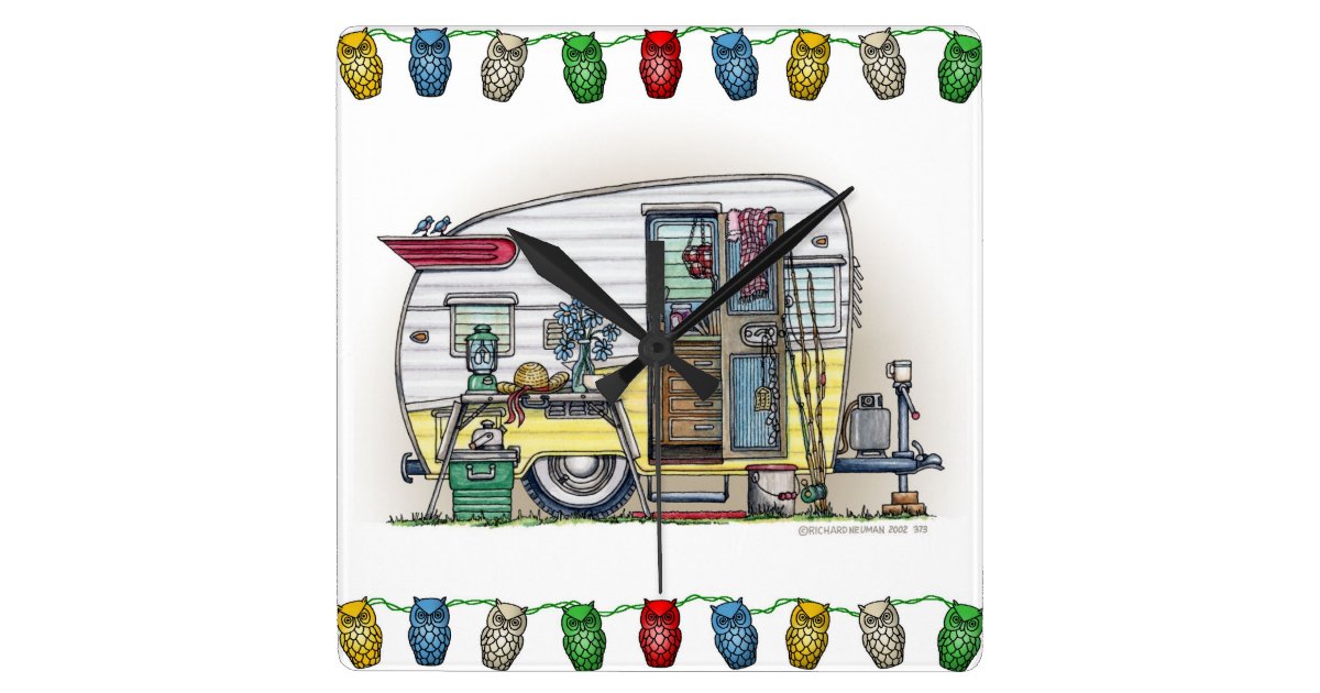 Shasta Camper Trailer RV Square Wall Clock | Zazzle.com