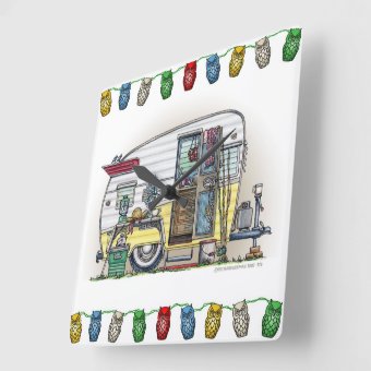 Shasta Camper Trailer RV Square Wall Clock | Zazzle