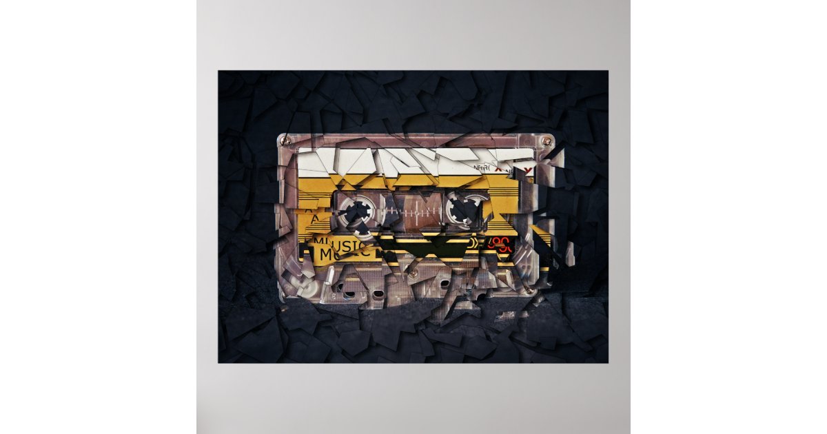Shattered Cassette Tape Poster | Zazzle