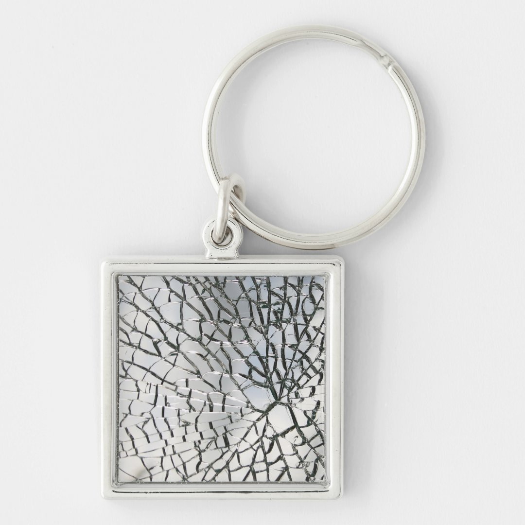 Shattered glass texture keychain | Zazzle