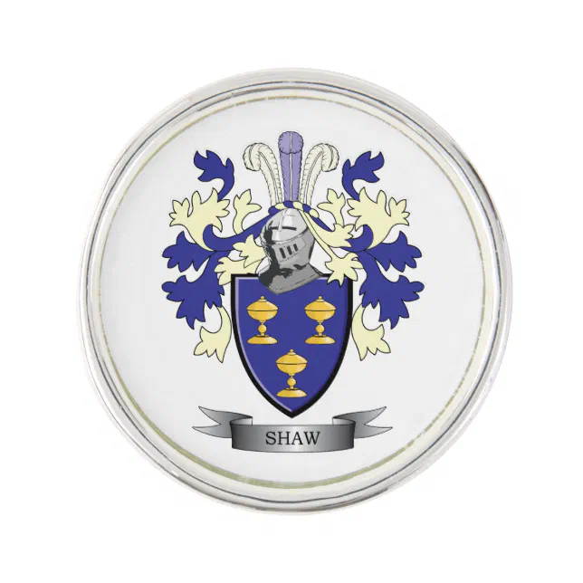 Shaw Family Crest Coat of Arms Lapel Pin | Zazzle